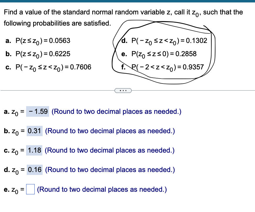 Solved Find a value of the standard normal random variable | Chegg.com