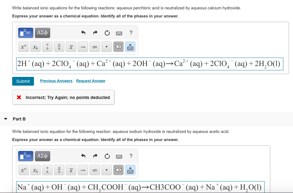 Solved Write balanced ionic equations for the following | Chegg.com