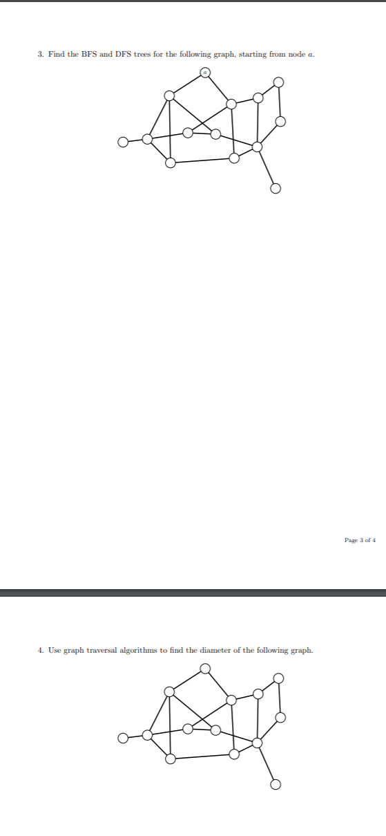 Solved 3. Find the BFS and DFS trees for the following | Chegg.com