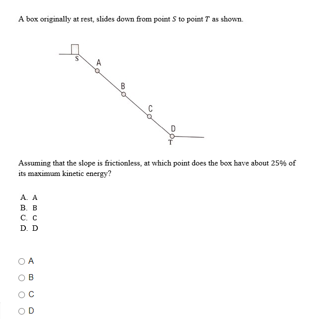 Solved A box originally at rest, slides down from point S to | Chegg.com