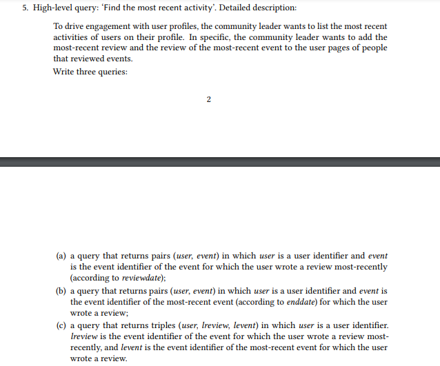 5. High-level query: 'Find the most recent activity? | Chegg.com