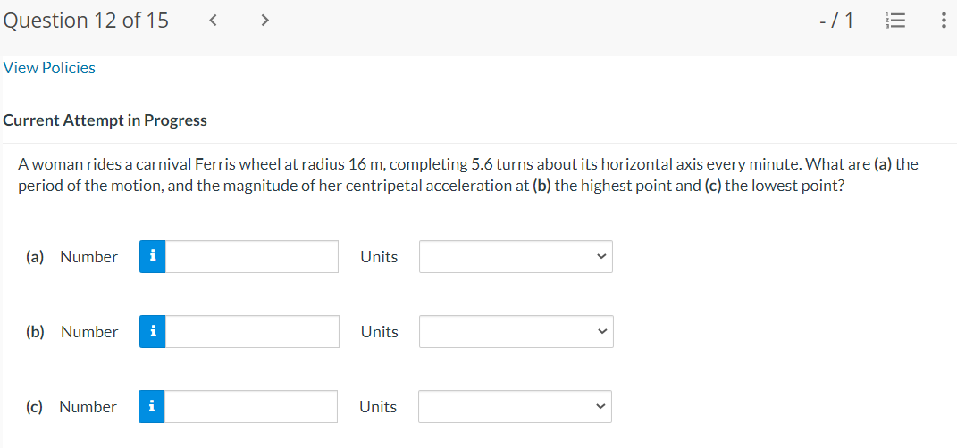 Solved A woman rides a carnival Ferris wheel at radius 16 m, | Chegg.com