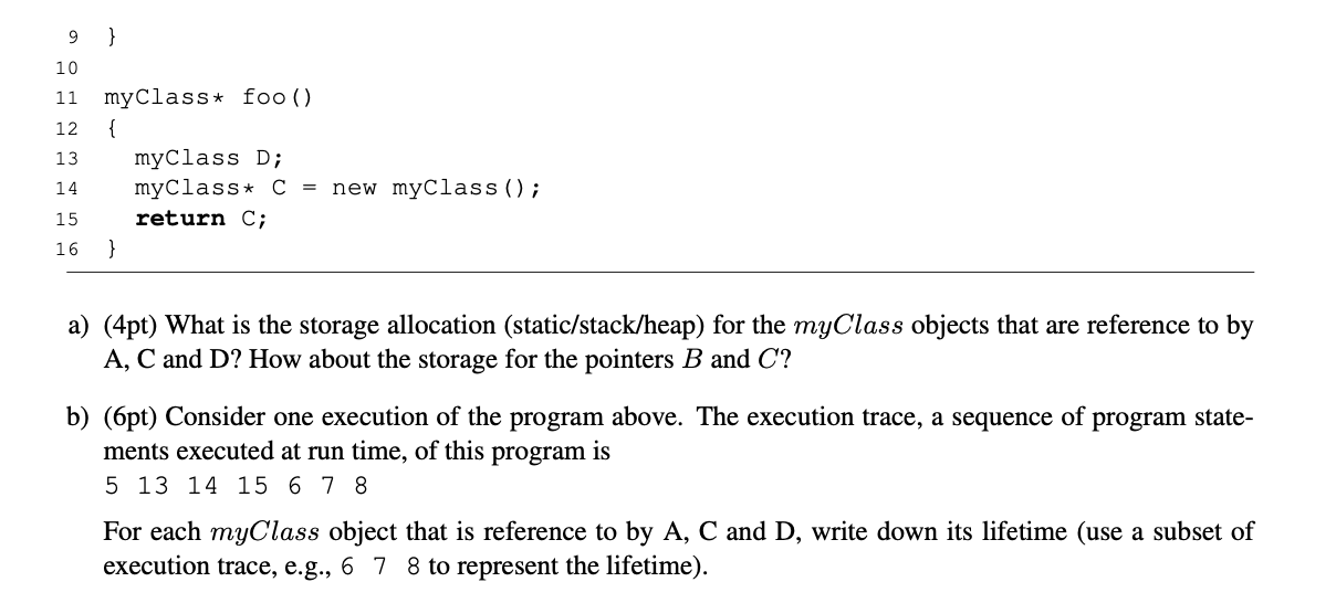 Solved Question 6 (4+6=10 points ) Consider the following | Chegg.com