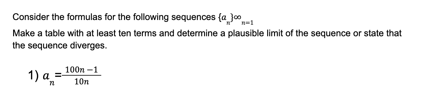 Solved Consider the formulas for the following sequences | Chegg.com