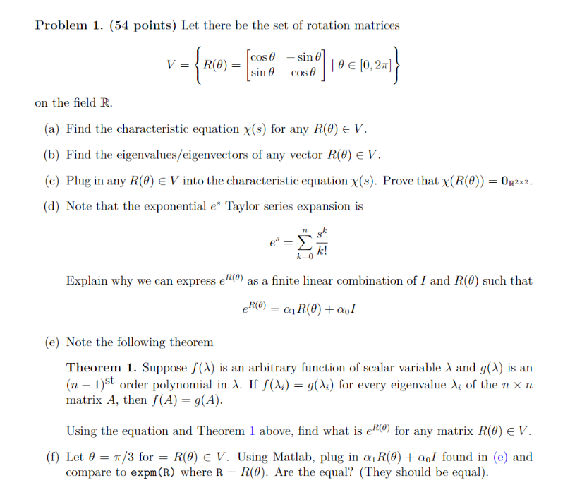 Problem 1. (54 points) Let there be the set of | Chegg.com