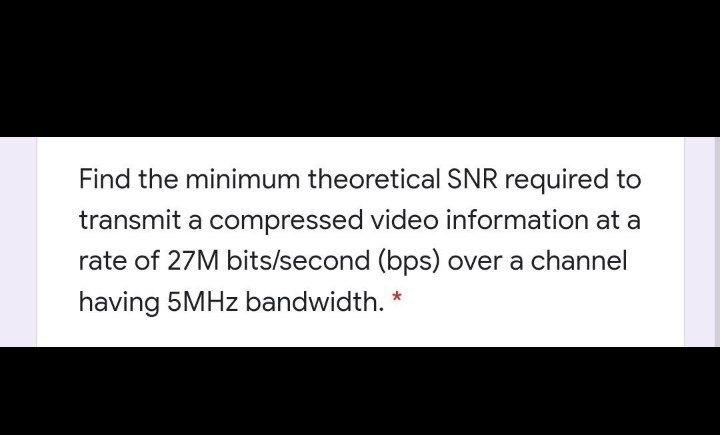 Solved Find the minimum theoretical SNR required to transmit | Chegg.com