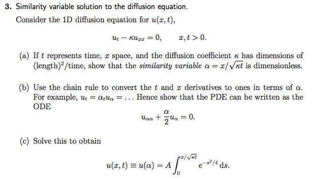 Solved 3. Similarity variable solution to the diffusion | Chegg.com