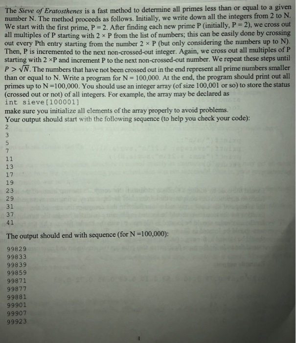 Solved The Sieve of Eratosthenes is a fast method to | Chegg.com