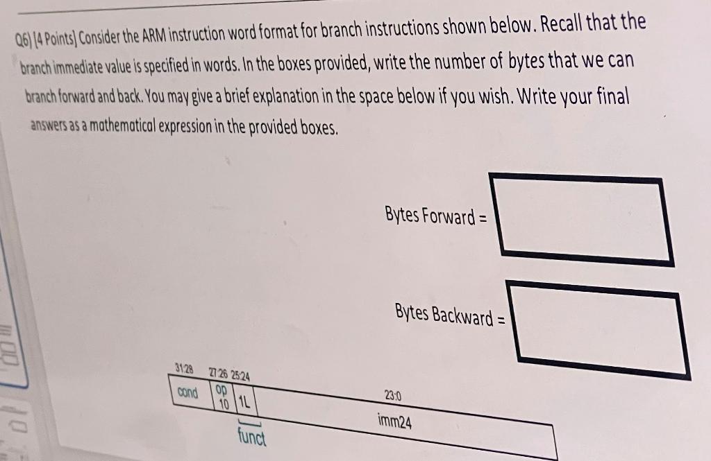 Q6) [4 Points) Consider the ARM instruction word | Chegg.com