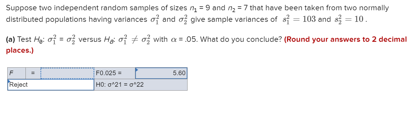 Solved Suppose two independent random samples of sizes n1=9 | Chegg.com