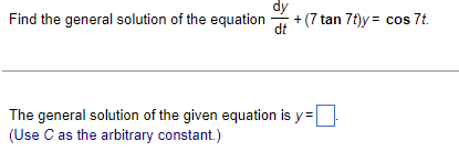 Solved Find the general solution of the equation | Chegg.com