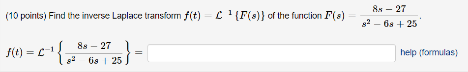 Solved (10 points) Find the inverse Laplace transform | Chegg.com