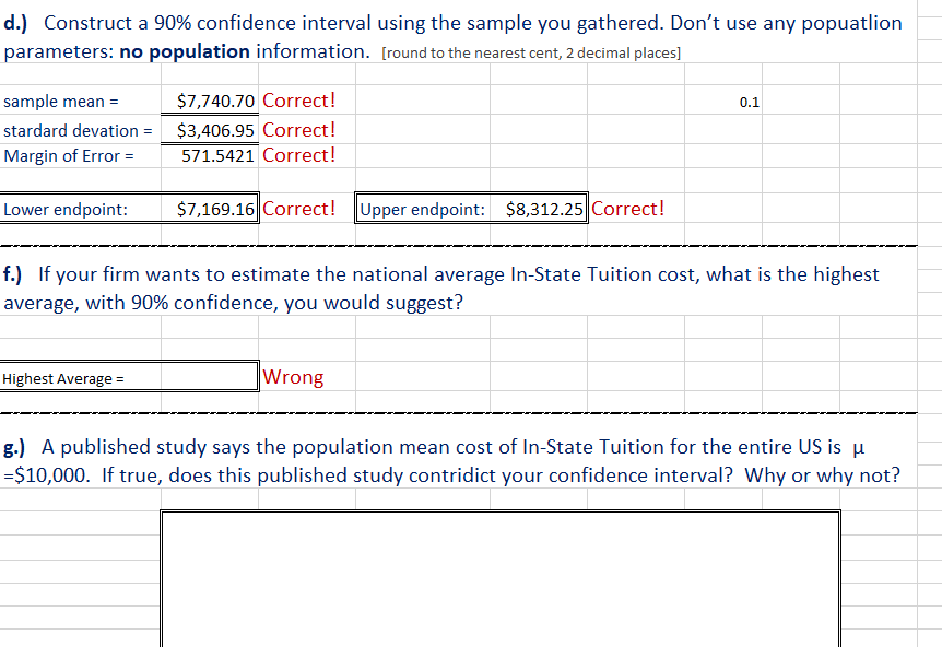 Solved d.) Construct a 90% confidence interval using the | Chegg.com