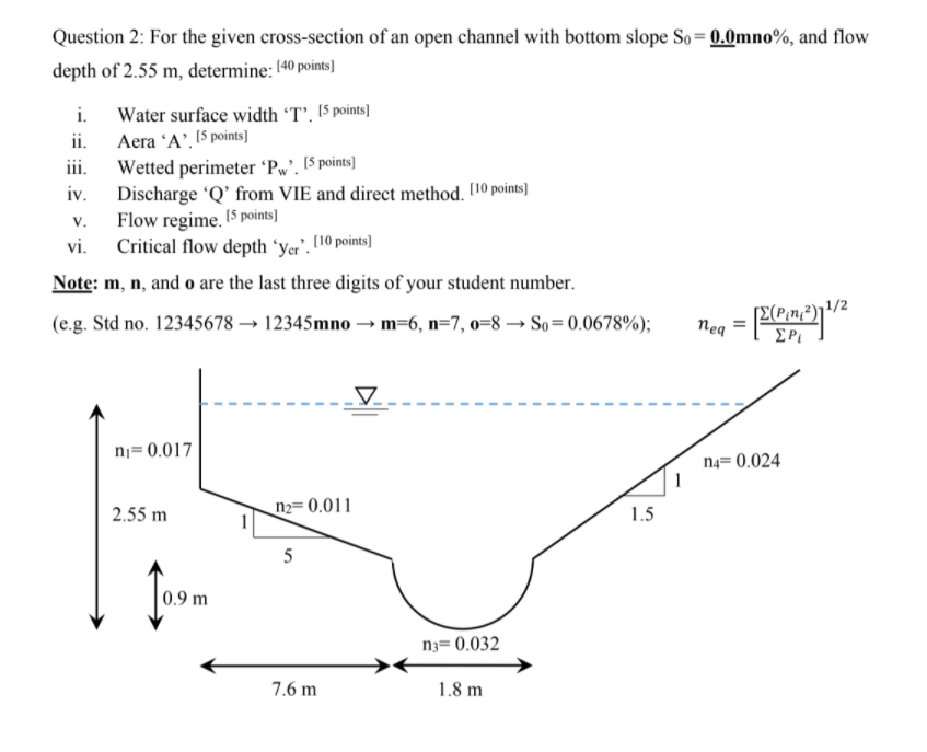 Solved Question 2: For the given cross-section of an open | Chegg.com