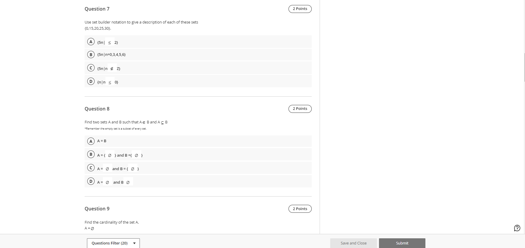 Solved Question 7 2 Points Use set builder notation to give | Chegg.com