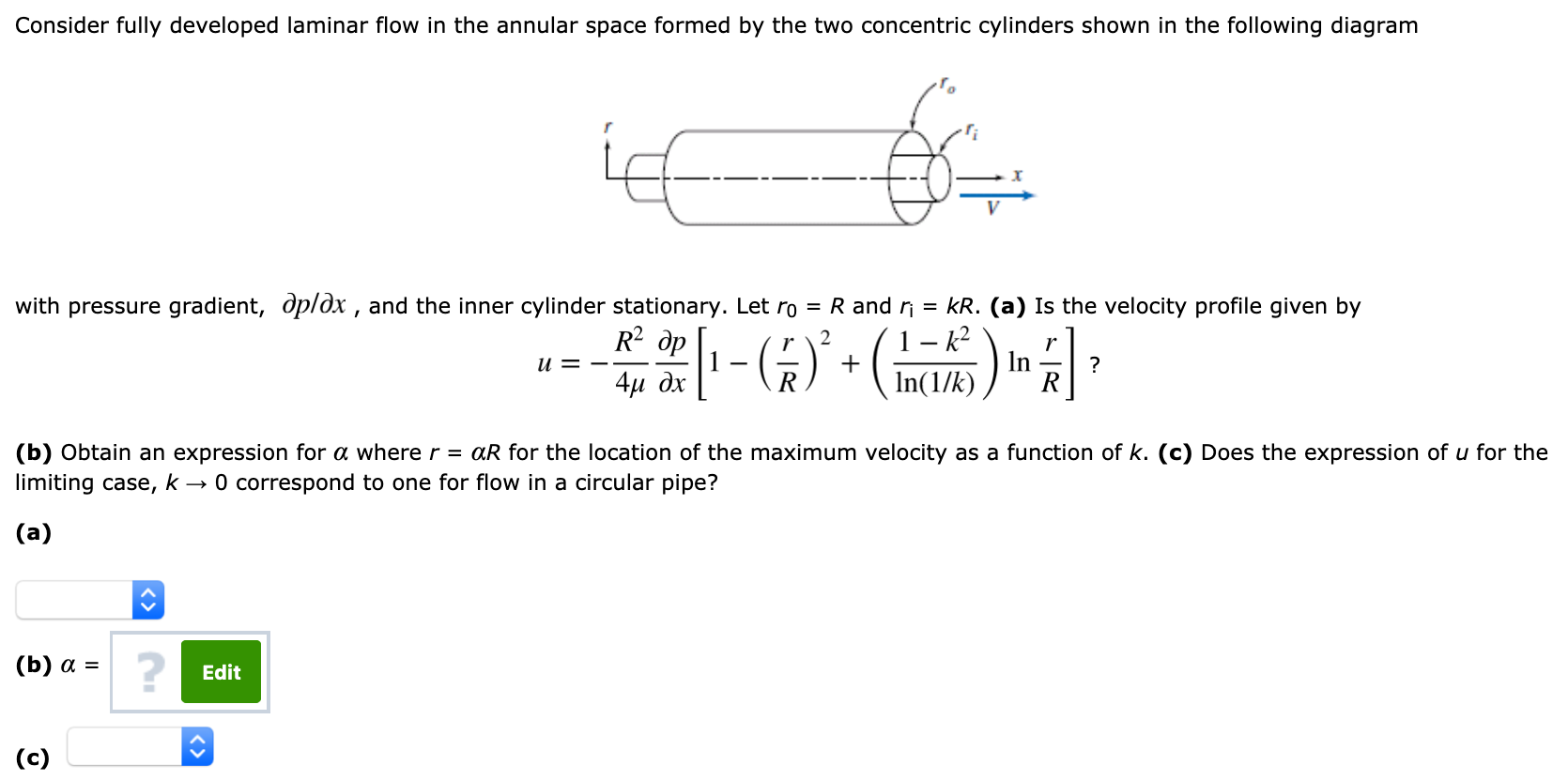 Solved Consider fully developed laminar flow in the annular | Chegg.com