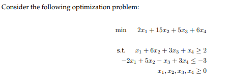 Solved Consider the following optimization problem: min | Chegg.com