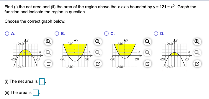 Solved Find (i) the net area and (ii) the area of the region | Chegg.com