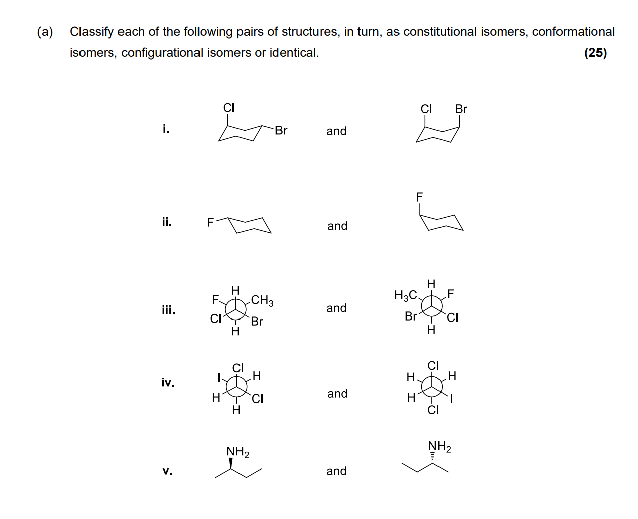 Solved (a) ﻿Classify each of the following pairs of | Chegg.com