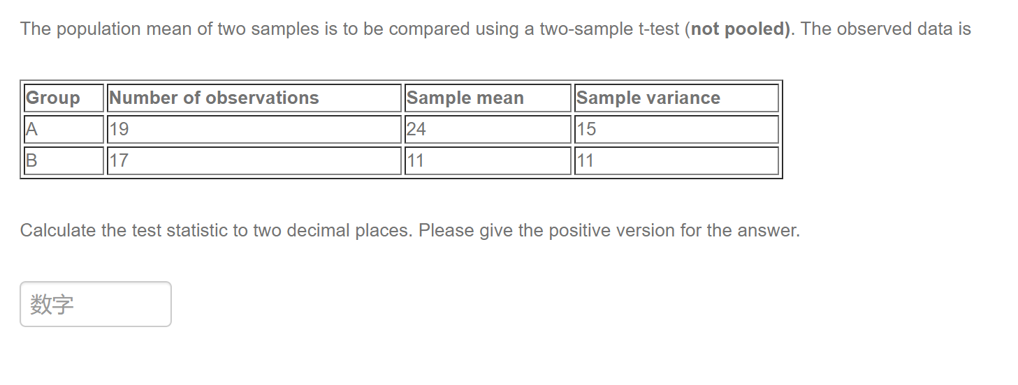 Solved The population mean of two samples is to be compared | Chegg.com