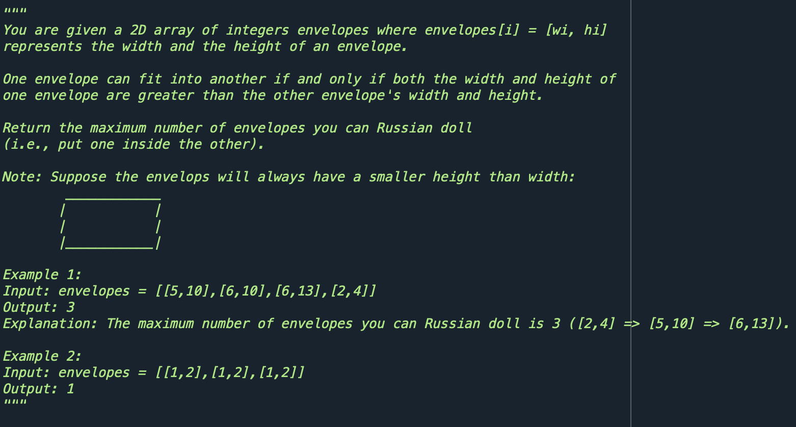 Solved You are given a 2D array of integers envelopes where | Chegg.com