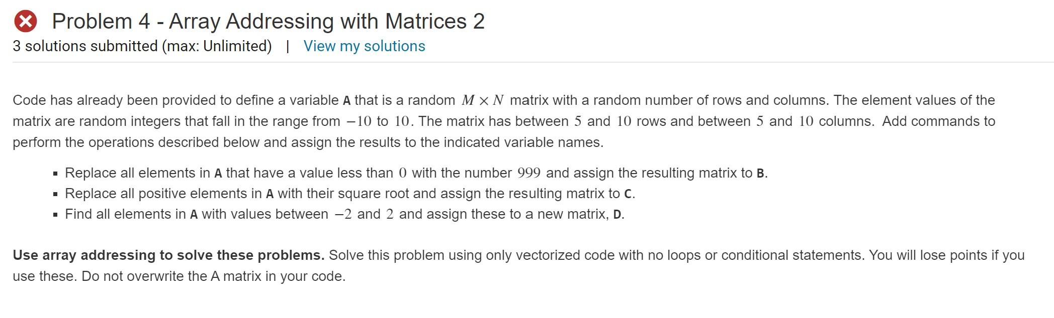 Solved 3 solutions submitted (max: Unlimited) | View my | Chegg.com