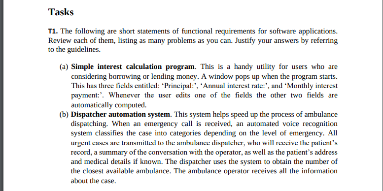 Solved Tasks T1. The following are short statements of | Chegg.com