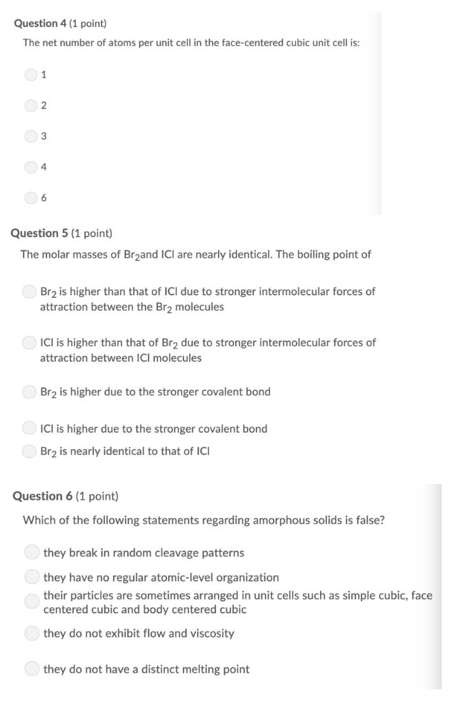 Solved Question 4 (1 point) The net number of atoms per unit | Chegg.com