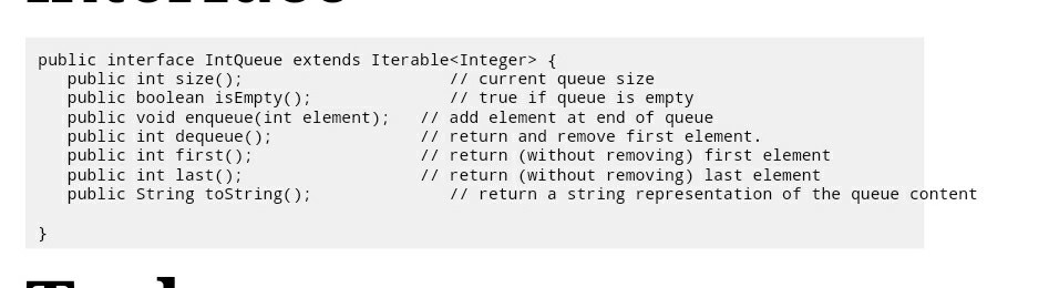 Solved public interface IntQueue extends Iterable { public | Chegg.com