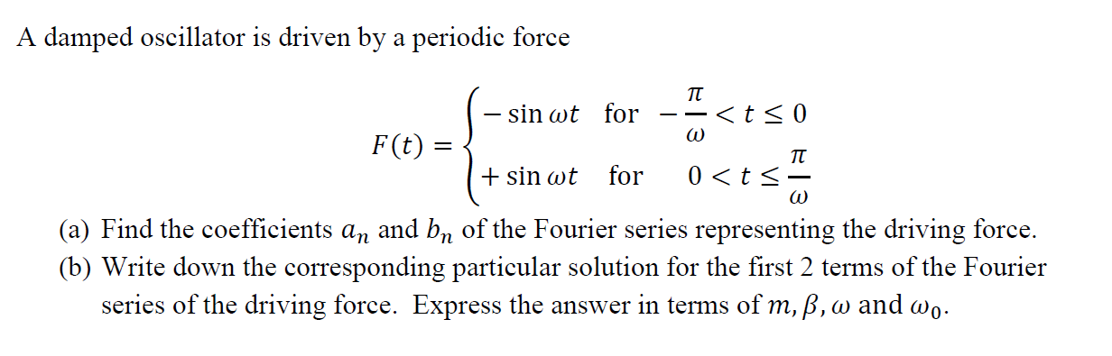 Solved A damped oscillator is driven by a periodic force TT | Chegg.com