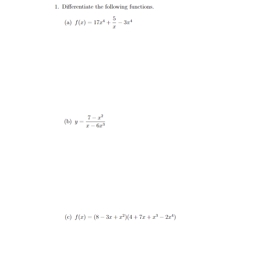 Solved Differentiate the following | Chegg.com