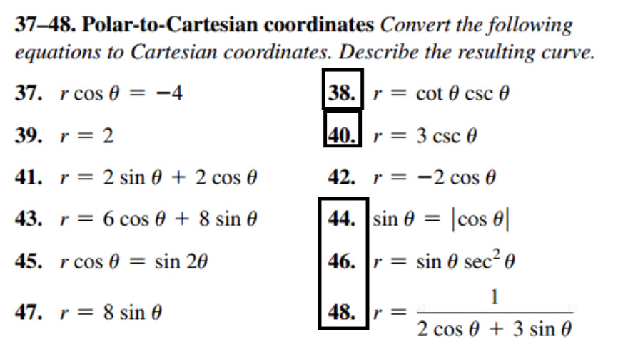 Solved 37-48. Polar-to-Cartesian coordinates Convert the | Chegg.com