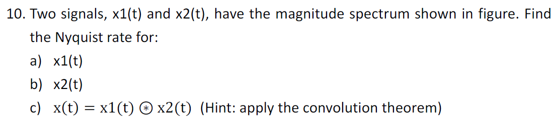 10. Two signals, x1(t) and ×2(t), have the magnitude | Chegg.com