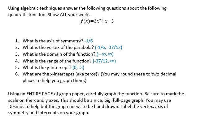 Solved Using algebraic techniques answer the following | Chegg.com