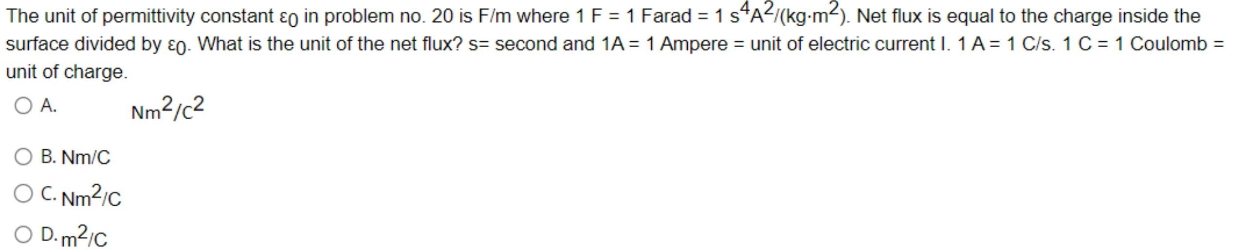 Solved The unit of permittivity constant ε0 in problem no. | Chegg.com