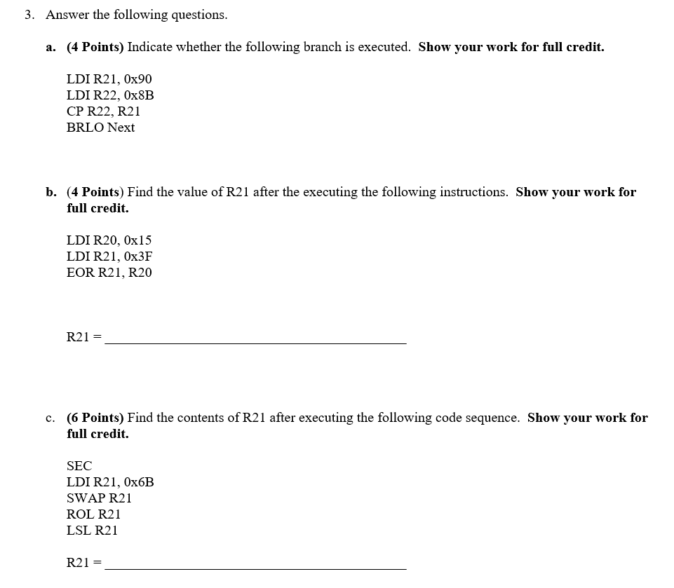 Solved 3. Answer the following questions. a. (4 Points) | Chegg.com