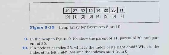 Solved Figure 9-19 Heap array for Exercises 8 and 9 9. In | Chegg.com