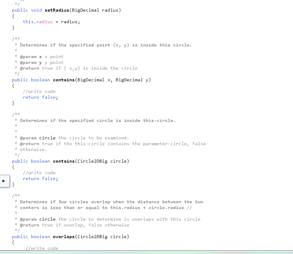 Solved **?public void setRadius(BigDecimal | Chegg.com
