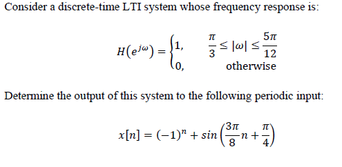 Solved Consider a discrete-time LTI system whose frequency | Chegg.com