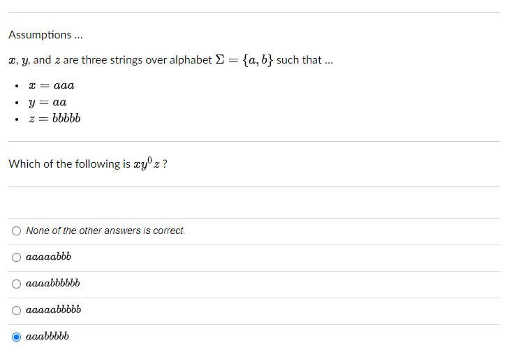 Solved x,y, and z are three strings over alphabet Σ={a,b} | Chegg.com
