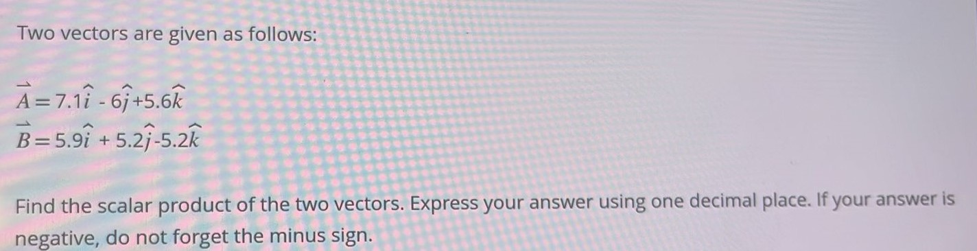 Solved Two vectors are given as | Chegg.com