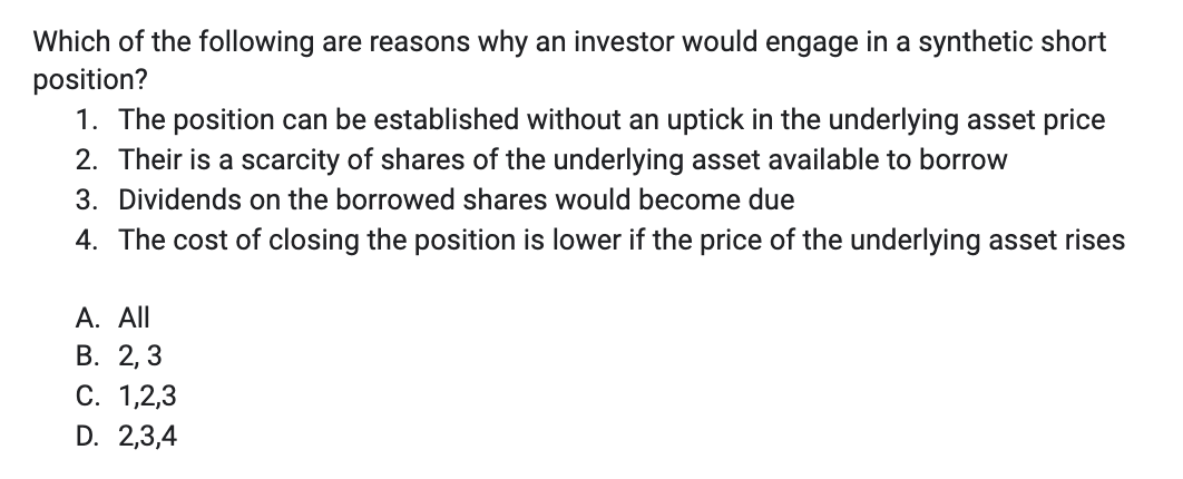 Solved Which of the following are reasons why an investor | Chegg.com