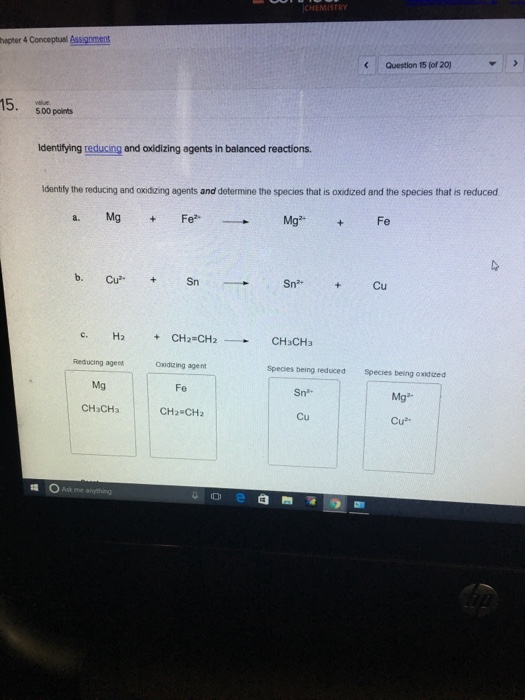 Solved Identifying reducing and oxidizing agents in balanced | Chegg.com