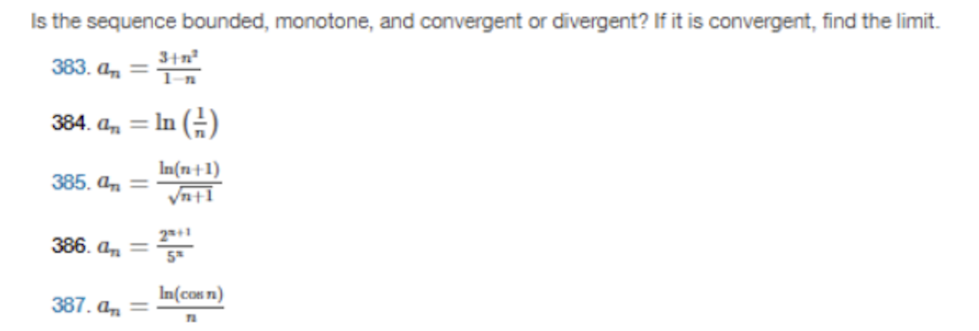 Solved pls solve 383, 385, 386 ﻿& 387Is the sequence | Chegg.com