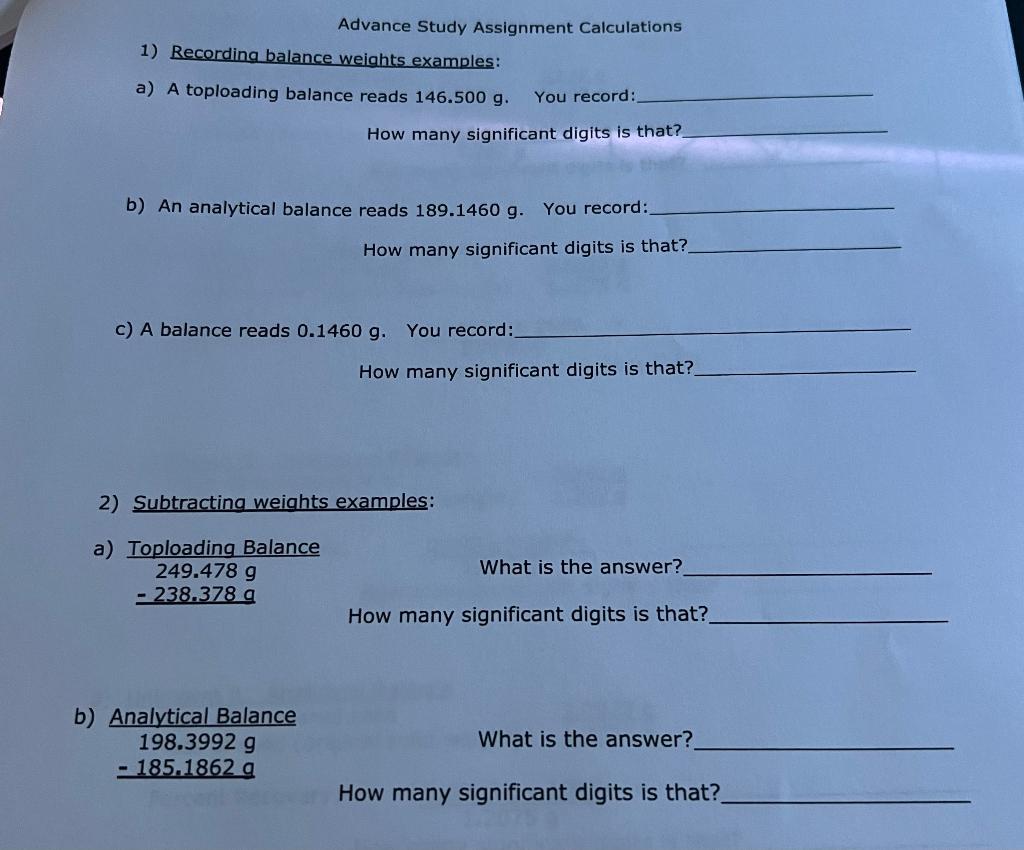 Solved Advance Study Assignment Calculations 1) Recording | Chegg.com