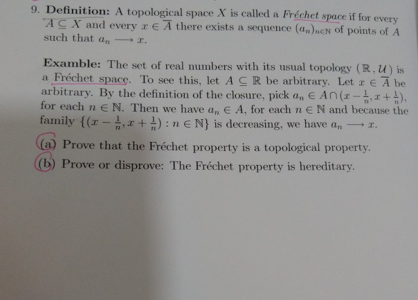 Solved 9. Definition: A topological space X is called a | Chegg.com