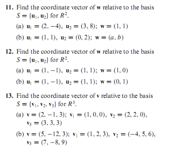 Solved Find the coordinate vector of w ﻿relative to the | Chegg.com