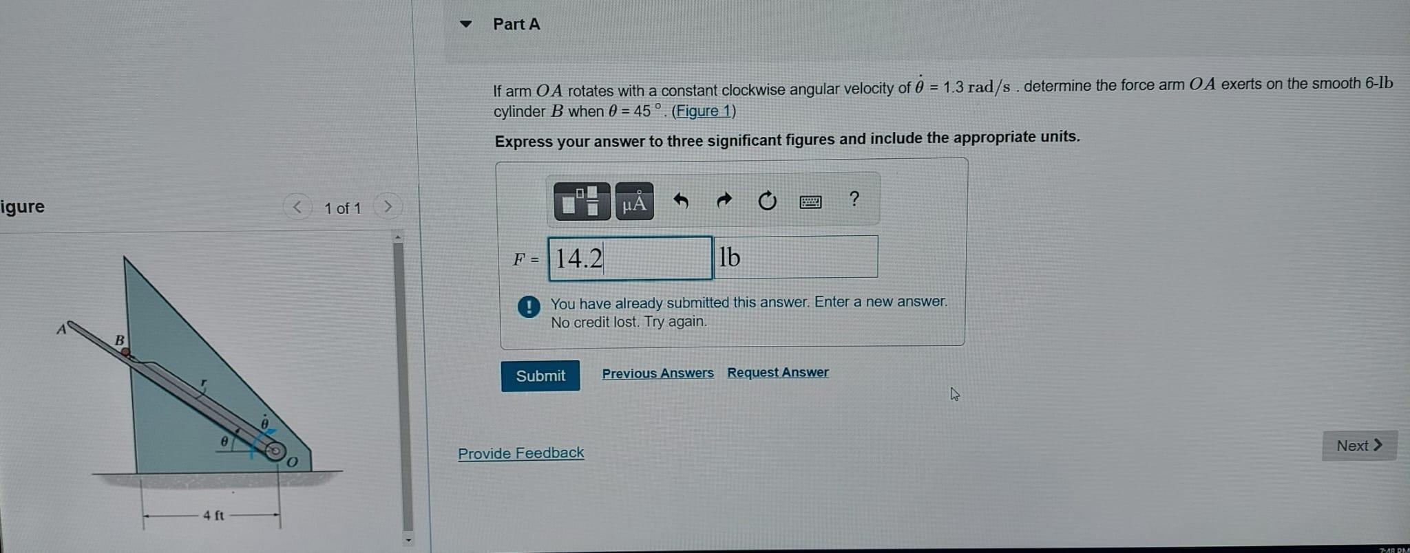 Solved If arm OA rotates with a constant clockwise | Chegg.com