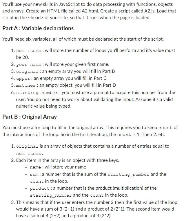 Solved You'll use your new skills in JavaScript to do data | Chegg.com