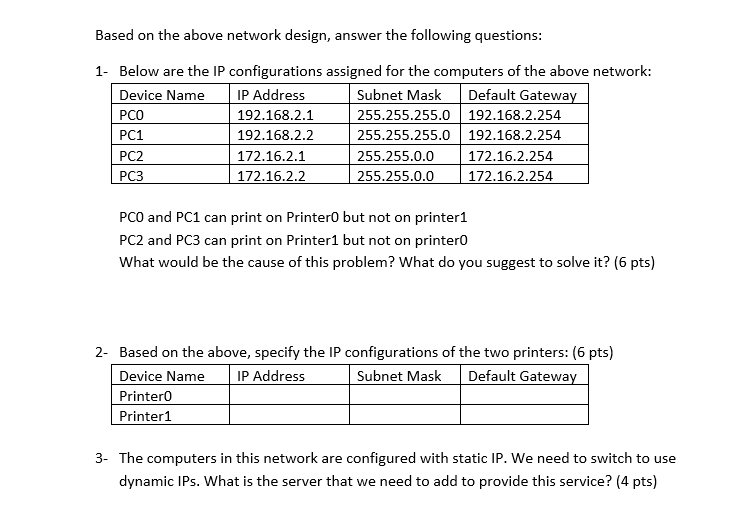 PC1 PC3 Printero Printer1 Switcho Switch PCO PC2 | Chegg.com